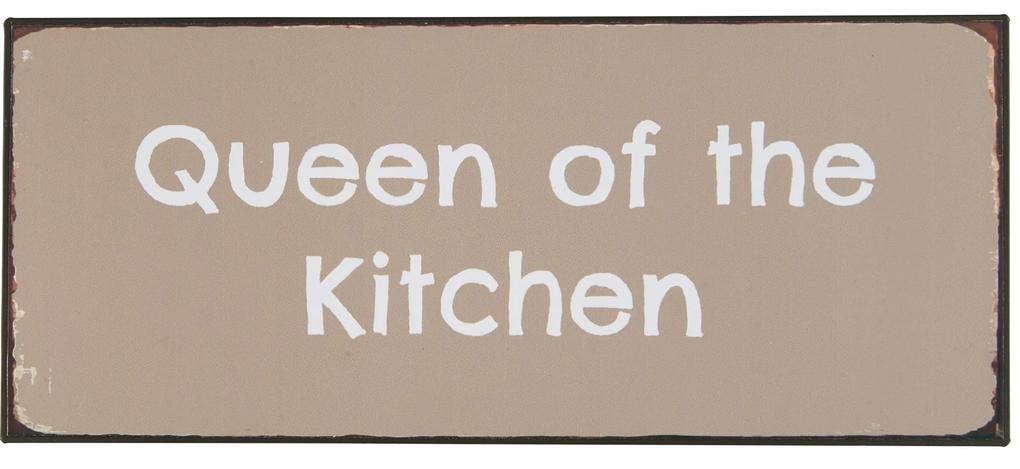 IB LAURSEN Plechová cedule Queen of the Kitchen, béžová barva, kov