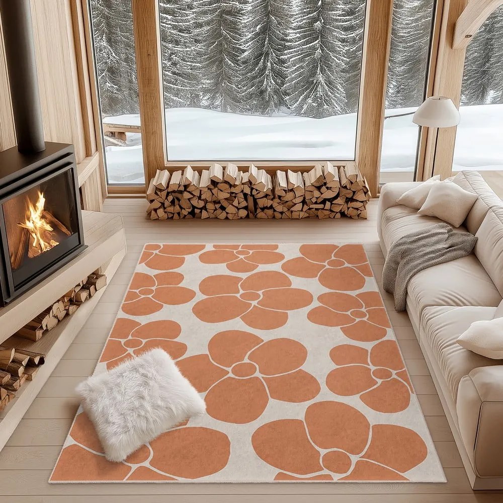 Oranžový pratelný koberec 80x150 cm Orange Meadow – Mila Home