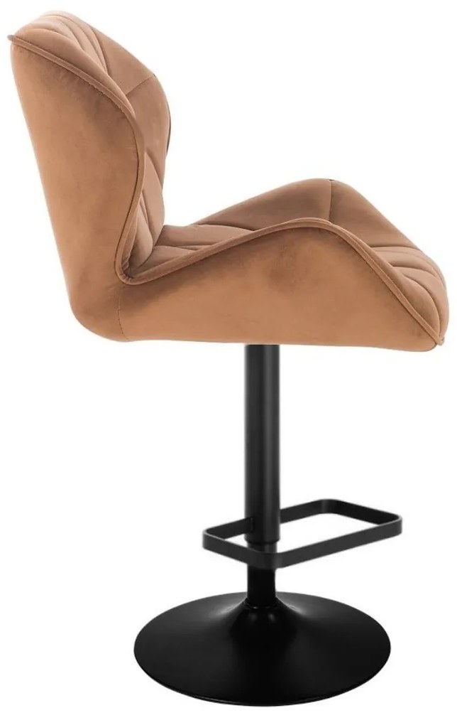 LuxuryForm DESIGN Barová židle MILANO VELUR na černé kulaté podstavě - medová