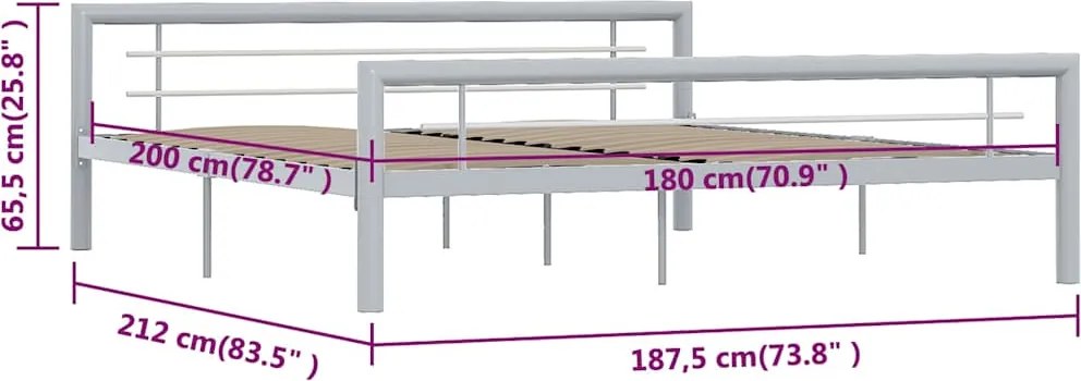 Rám postele šedobílý kov 180 x 200 cm 284561