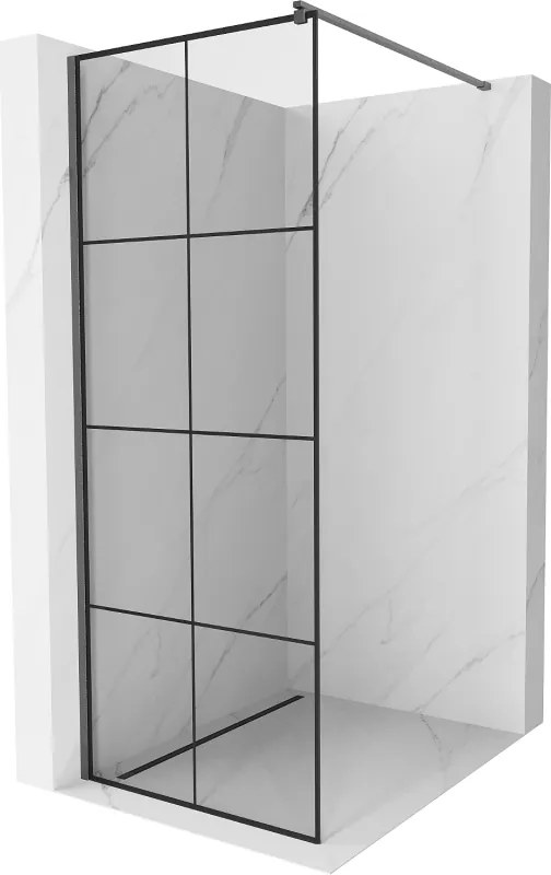 Mexen Kioto, sprchová zástěna Walk-In 70 x 200 cm, 8mm čiré sklo černý vzor, grafitový profil, 800-070-101-66-77