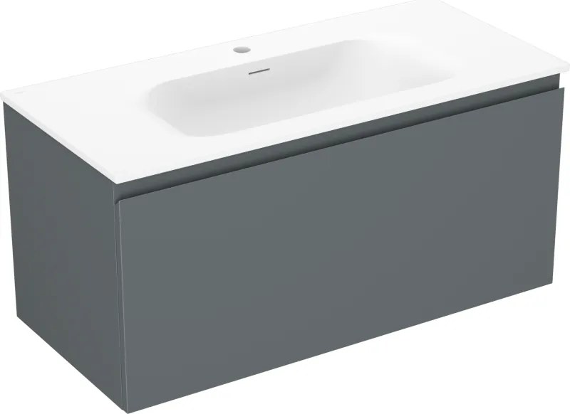 Mexen Orio, koupelnová skříňka 100 cm s umyvadlem Vela, 1 zásuvka, grafitová matná/bílá matná, 91A10-10047-1-BF66-W23M01