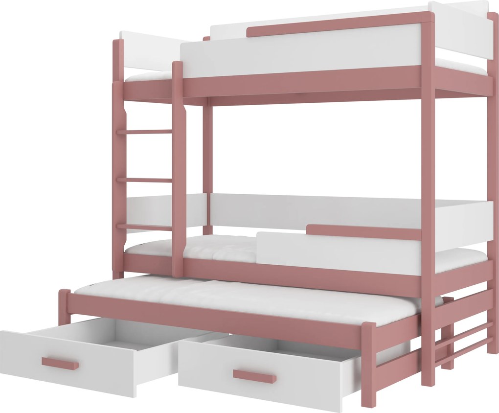 ADRK Furniture Patrová třílůžková postel s matracemi QUEEN 200x90 CH-QUE-P_W-M-200