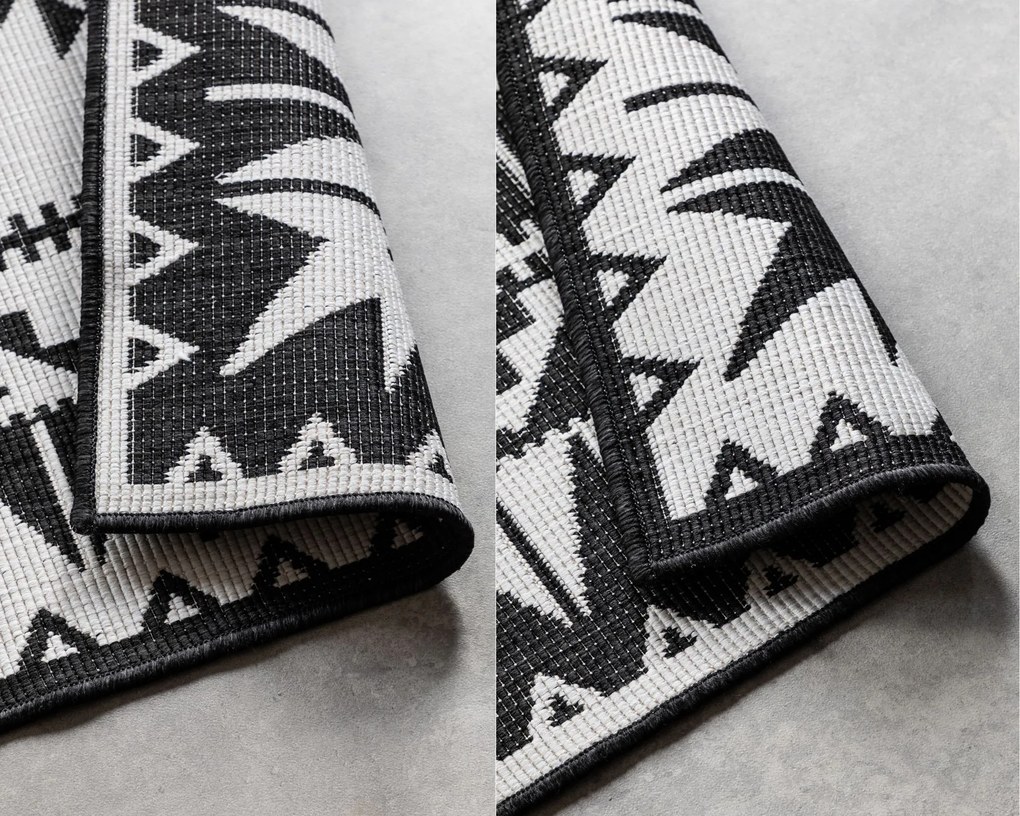 ELLE Decoration, Kusový koberec Gemini 106019 Black z kolekce Elle – na ven i na doma, 200x290, černobílá, chodba / předsíň