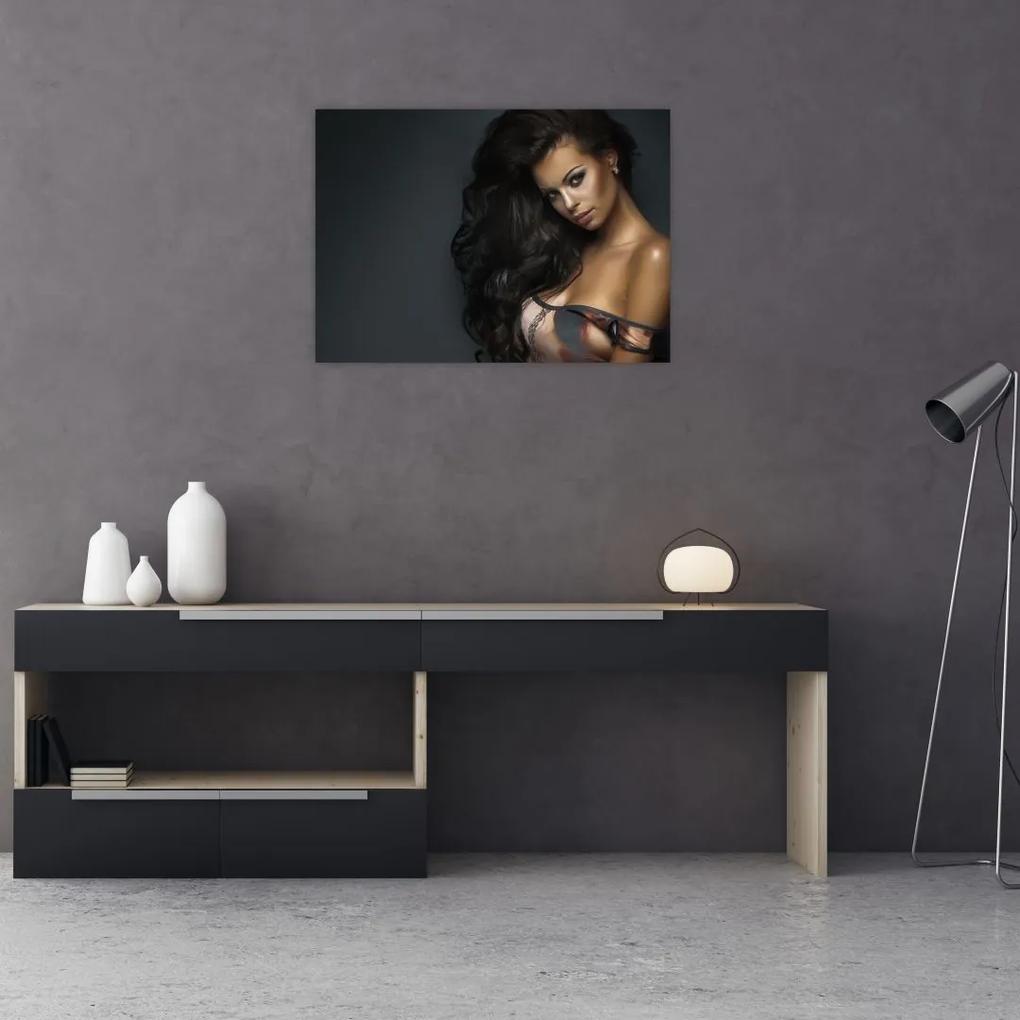 Skleněný obraz - Portrét svůdné ženy (70x50 cm)
