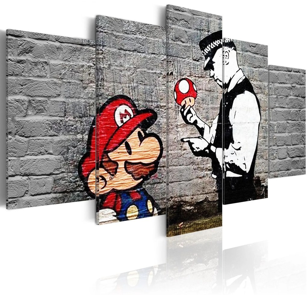 Obraz - Super Mario Mushroom Cop (Banksy) 200x100