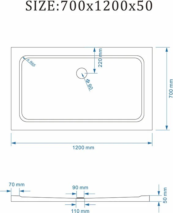 BPS-koupelny Posuvné sprchové dveře HYD-PD03D 120 černá/transparent pro instalaci do niky + vanička HYD-OSV-ST05E 120x70 bílá