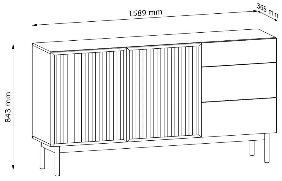 SAORI | komoda K2D3S | 158,9 cm | dub cremona