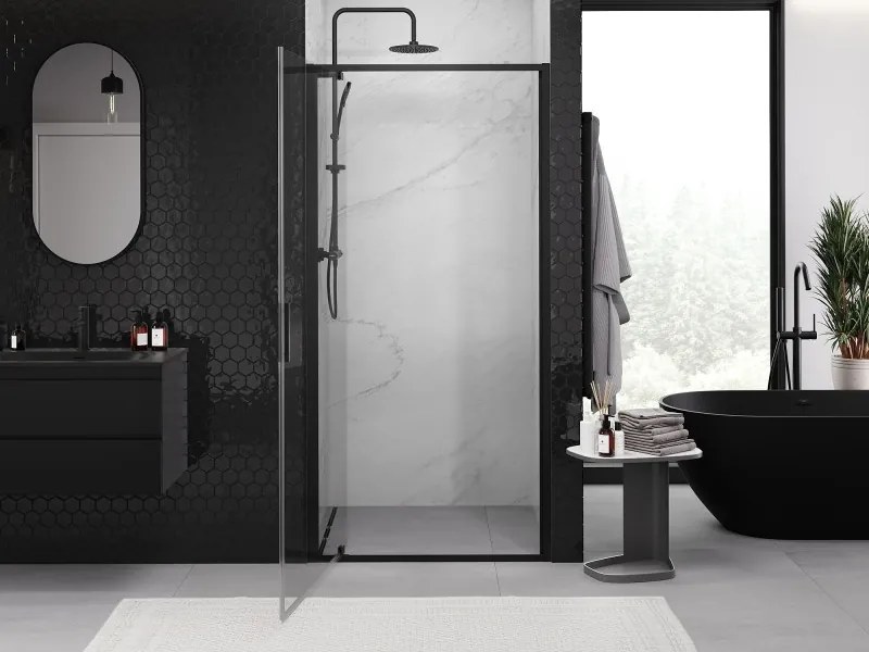 Mexen Exo sprchové dveře otočné 70 cm, transparentní, černé - 8181-070-000-70-00