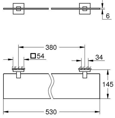 GROHE 41109000 - Skleněná polička START CUBE 530 mm lesklý chrom