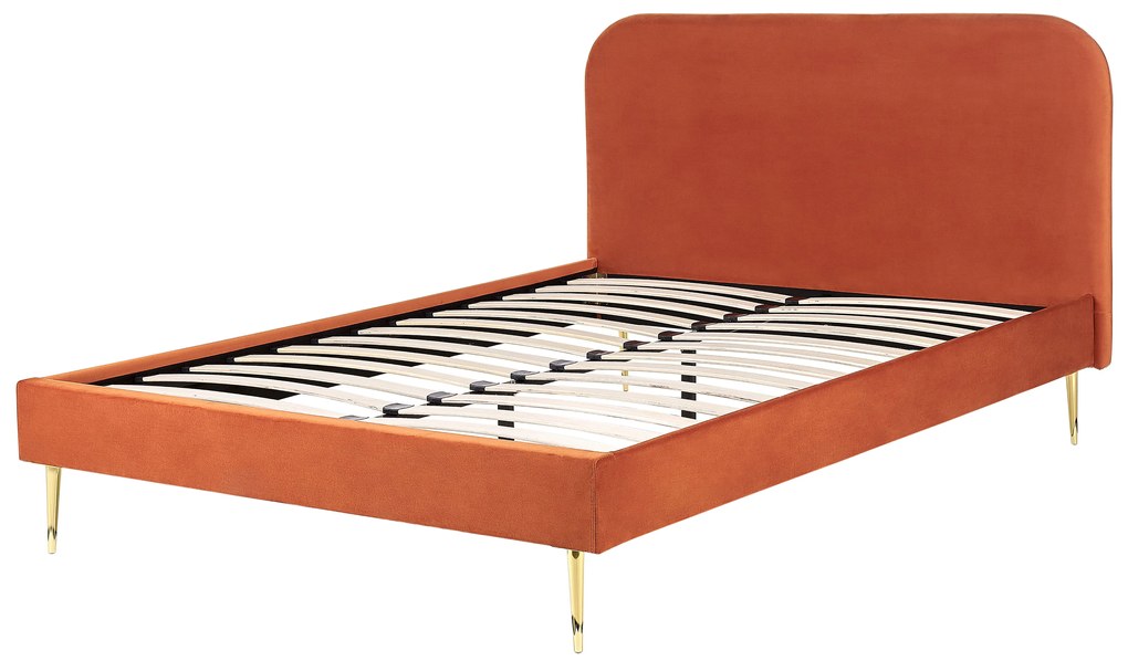 Sametová postel 140 x 200 cm oranžová FLAYAT Beliani