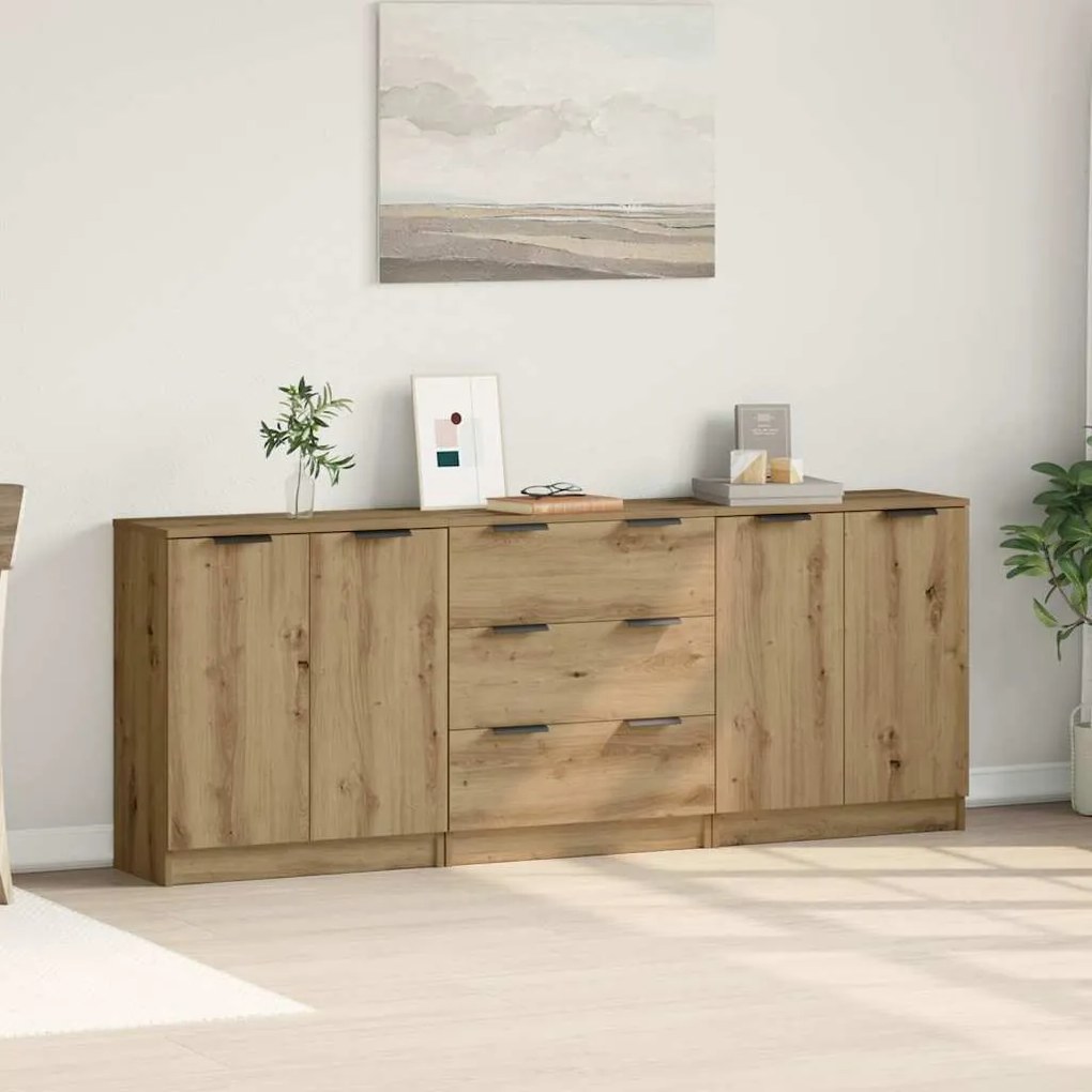 Příborníky 3 ks dub artisan 60x30x70 cm kompozitní dřevo 3329226