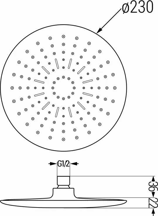 Mexen příslušenství, sprchová hlavice 23x23cm, D-67, černá, 79767-70