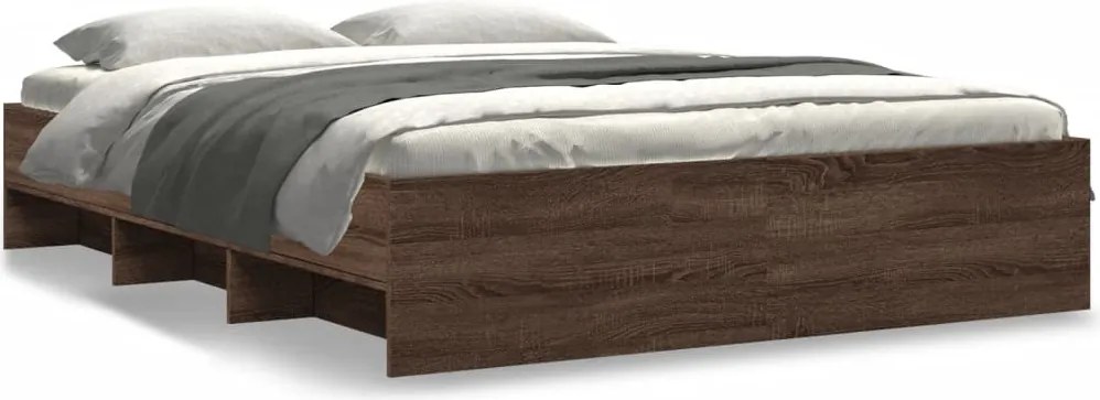 Rám postele bez matrace hnědý dub 150 x 200 cm kompozitní dřevo 3295652
