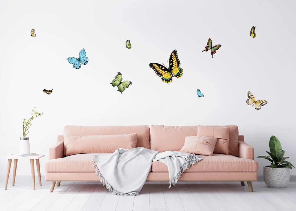Samolepka na zeď Variace Barevných Motýlů | 65 x 85 cm | DF1069