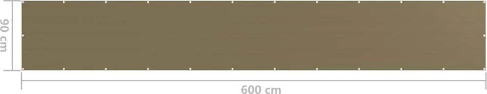 Balkonová zástěna taupe 90 x 600 cm HDPE 310963