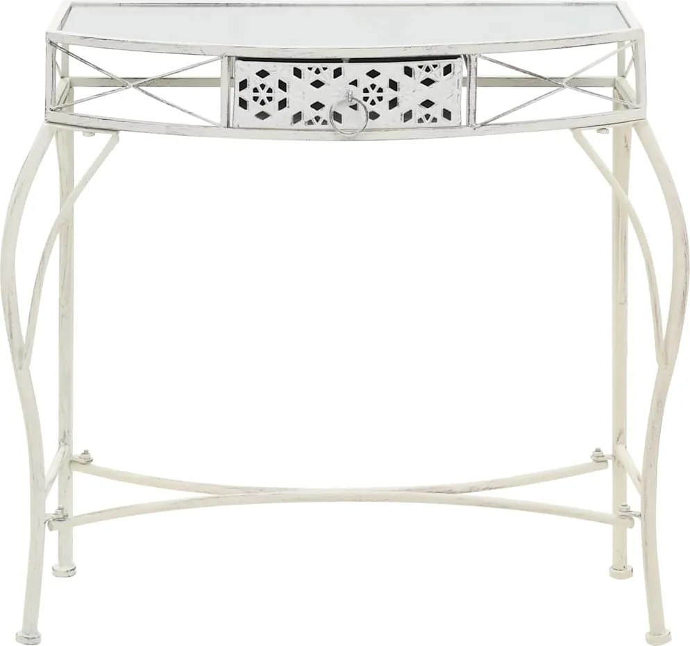 Odkládací stolek ve francouzském stylu kovový 82x39x76 cm bílý 245935