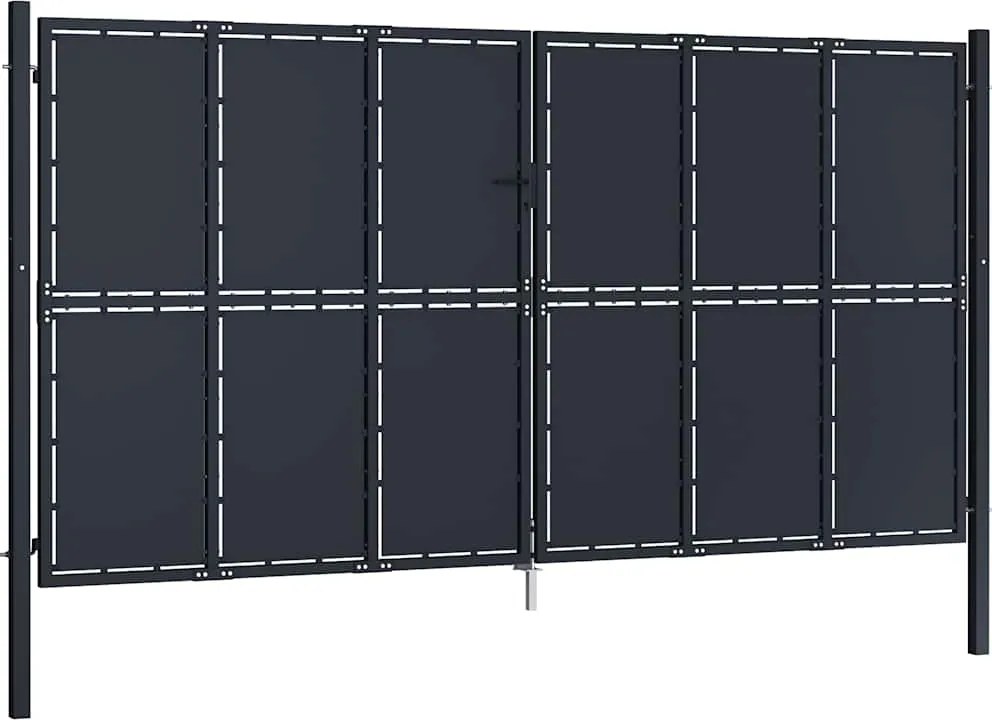 Zahradní brána ocelová 400 x 200 cm antracitová 144534