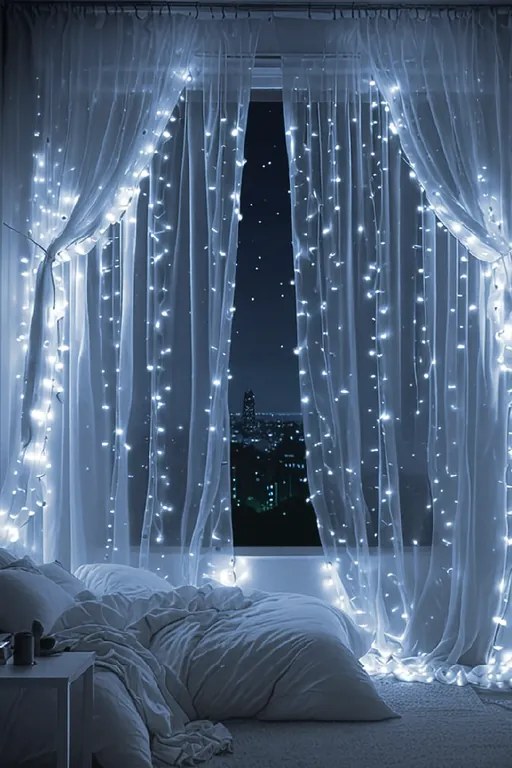 Vánoční světýlka vnitřní studená bílá 200 LED