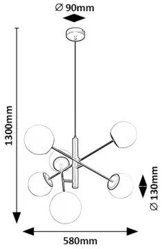 Rabalux 72194 - Lustr na lanku MEDUZA 6xE14/20W/230V