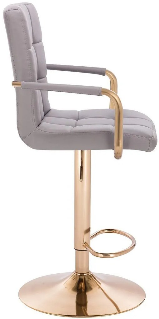 LuxuryForm DESIGN Barová židle VERONA GOLD na zlaté kulaté podstavě - šedá