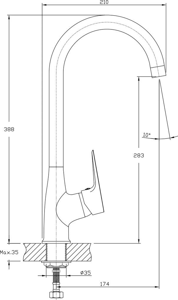 Aqualine Lotta LT603 dřezová baterie stojánková páková