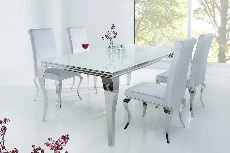 Jídelní stůl Modern Barock 180cm / bílý- stříbrný