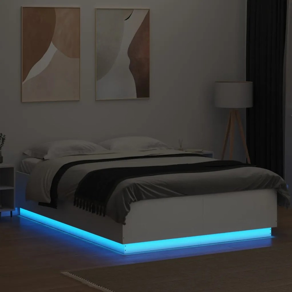 Rám postele s LED osvětlením bílý 150 x 200 cm kompozitní dřevo 3209604