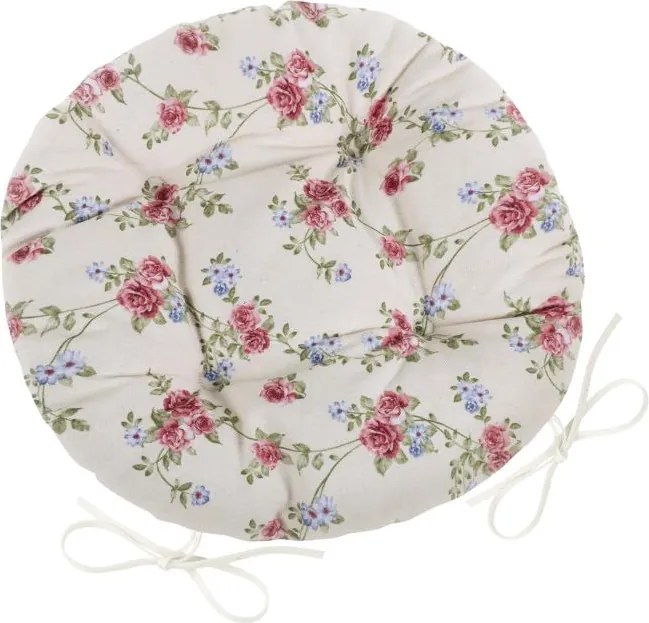 Bellatex Sedák DITA kulatý prošívaný Béžová,Růžová 40 cm, (průměr)