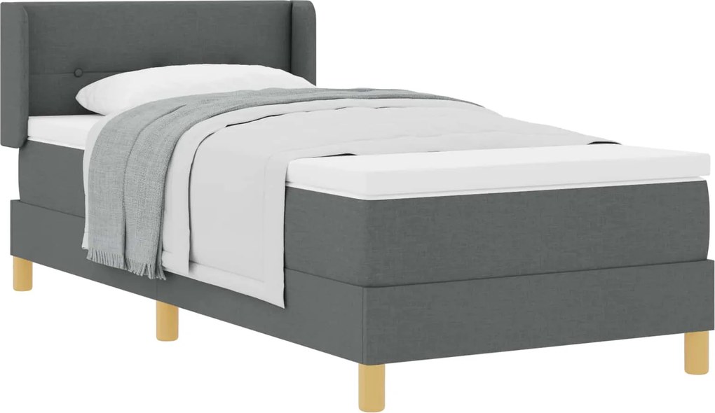 Postel s boxspringem s čelo Tmavě šedá 200 x 80 cm textil 3341259