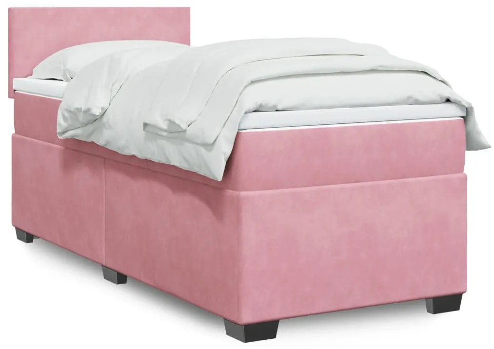 Box spring postel s matrací růžová 80 x 200 cm samet 3286161