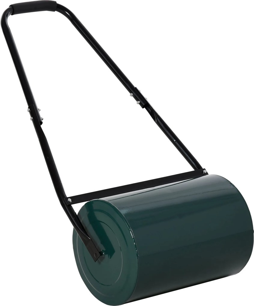 Zahradní válec Outsunny s rukojetí ve tvaru U Průměr 31 cm Pracovní šířka 30 cm Náplň 40 l vody Písek Kovová zelená barva pro dokonalé trávníky
