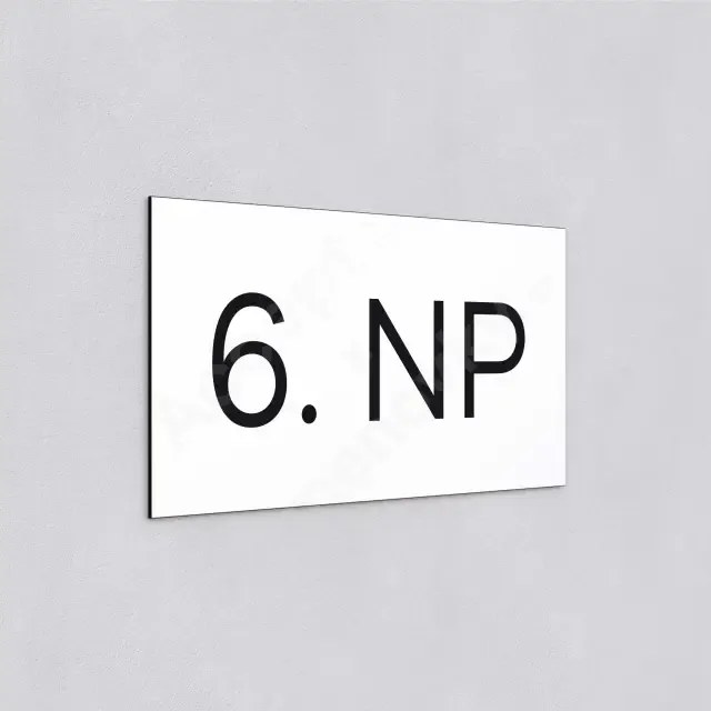 ACCEPT Označení podlaží "6. NP" - stříbrná tabulka - černý popis
