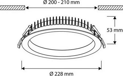 Vestavné LED svítidlo PROLUMIA Pro-Logic 200 Ø228x53mm pro výřez Ø 200-210mm 25W IP54 bílá 3000/3500/4000K nastavitelný výkon 421741 41