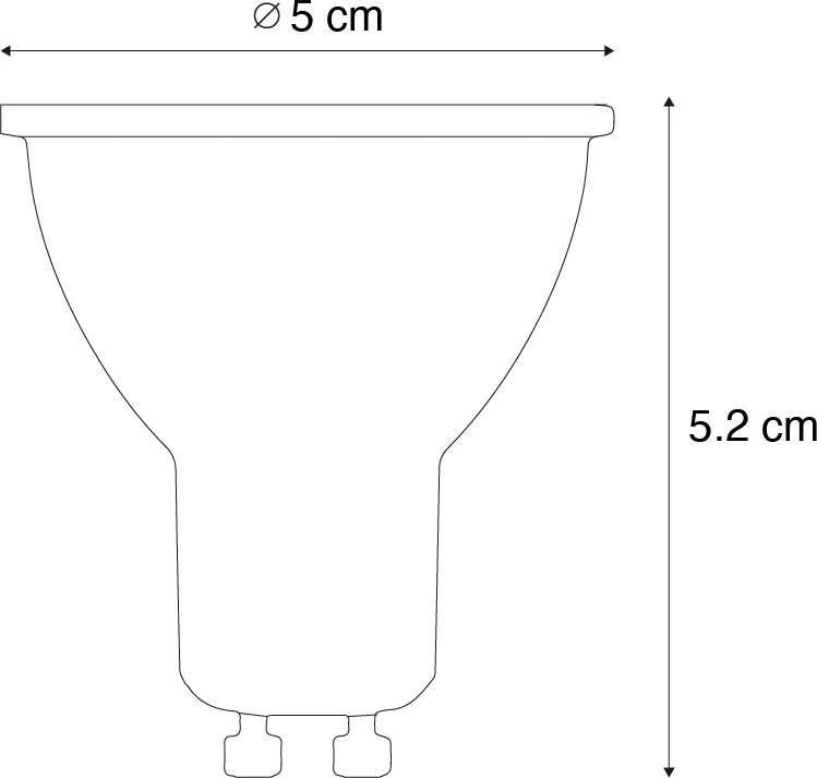 Sada 5 stmívatelných LED žárovek GU10 50mm - Nastavitelná teplota barvy 2200-3000K, 4,9W 400 lm