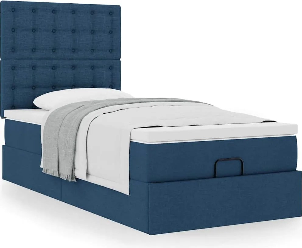 Osmanský rám postele s matrací modrá 90x190cm textil 3313291