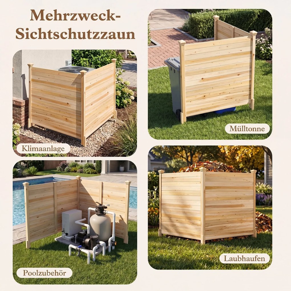 Costway Soukromý plot 2 díly zahradní plot z jedlového dřeva – 119 × 119 cm