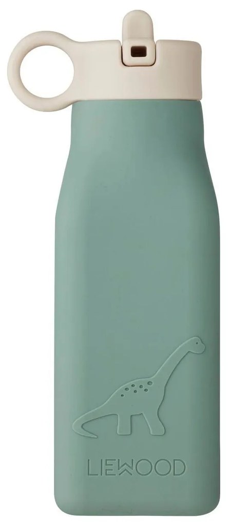 LIEWOOD Dětská lahev Warren Bottle Dino Peppermint 350 ml, zelená barva, plast