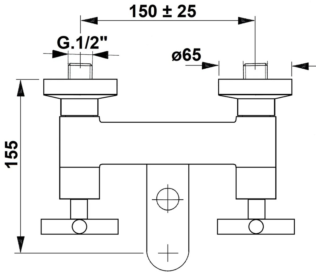 Reitano Rubinetteria, AXIA nástěnná vanová baterie, chrom, 581