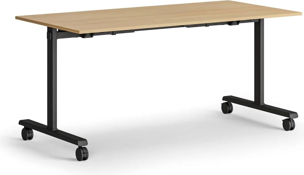 Mobilní stůl MATCH, 160x80 cm, černá podnož, buk