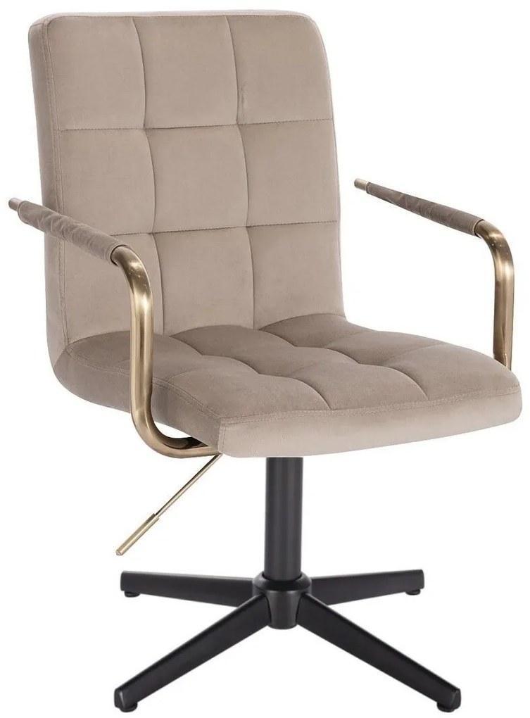 LuxuryForm DESIGN Otočná židle VERONA GOLD VELUR na černém kříži - latte