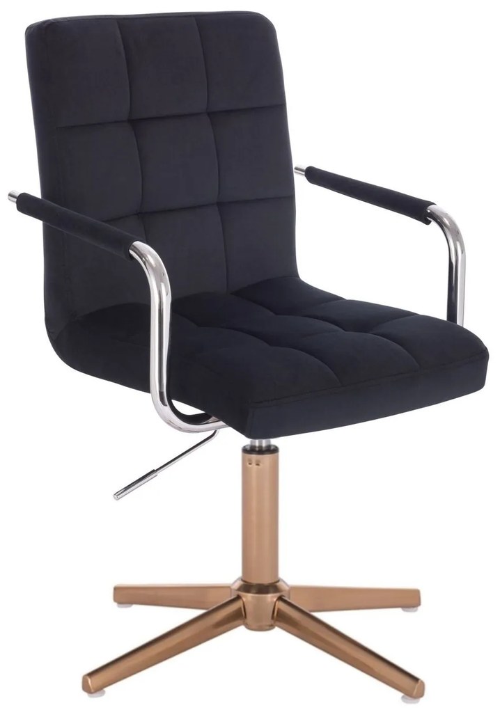 LuxuryForm DESIGN Otočná židle VERONA VELUR na zlatém kříži - černá