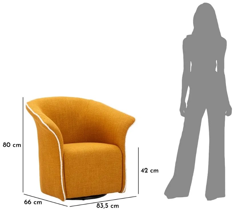 Designové otočné křeslo Felony hořčicové