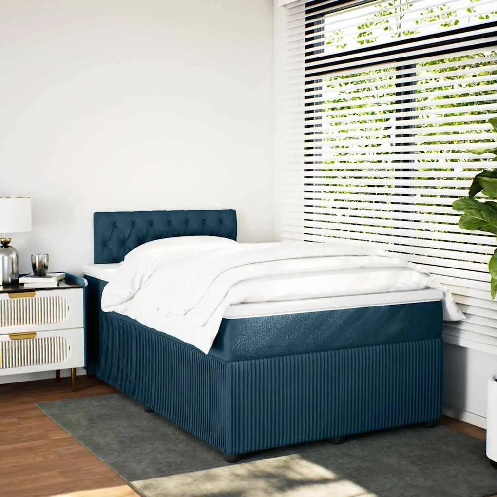 Box spring postel s matrací modrá 120 x 190 cm samet 3289996