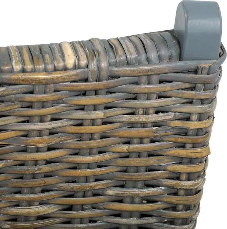 Relaxační křeslo šedé přírodní ratan kubu a masivní mahagon 285801