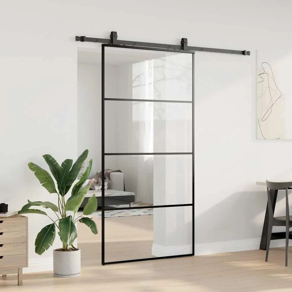Posuvné dveře se sadou kování černé 102,5x205 cm ESG Glass 3375860