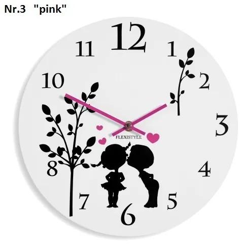 Bílé dětské hodiny na stěnu kulaté Ružová