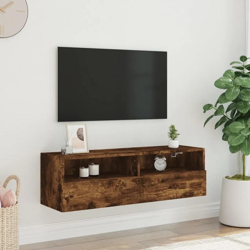 Nástěnná TV skříňka kouřový dub 100x30x30 cm kompozitní dřevo