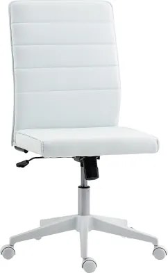 HOMCOM ergonomická, nastavitelná kancelářská židle s prohnutým opěradlem, z PU kůže a oceli, 58x53x97-107 cm, bílá