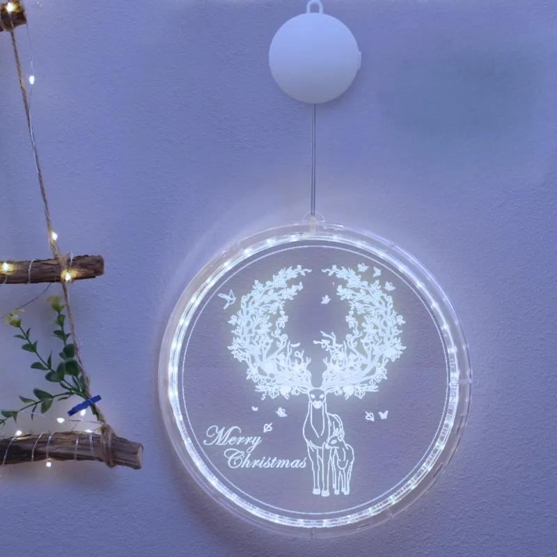 Vánoční LED závěsná dekorace do okna, studená bílá, různé motivy na výběr Motiv: Sob